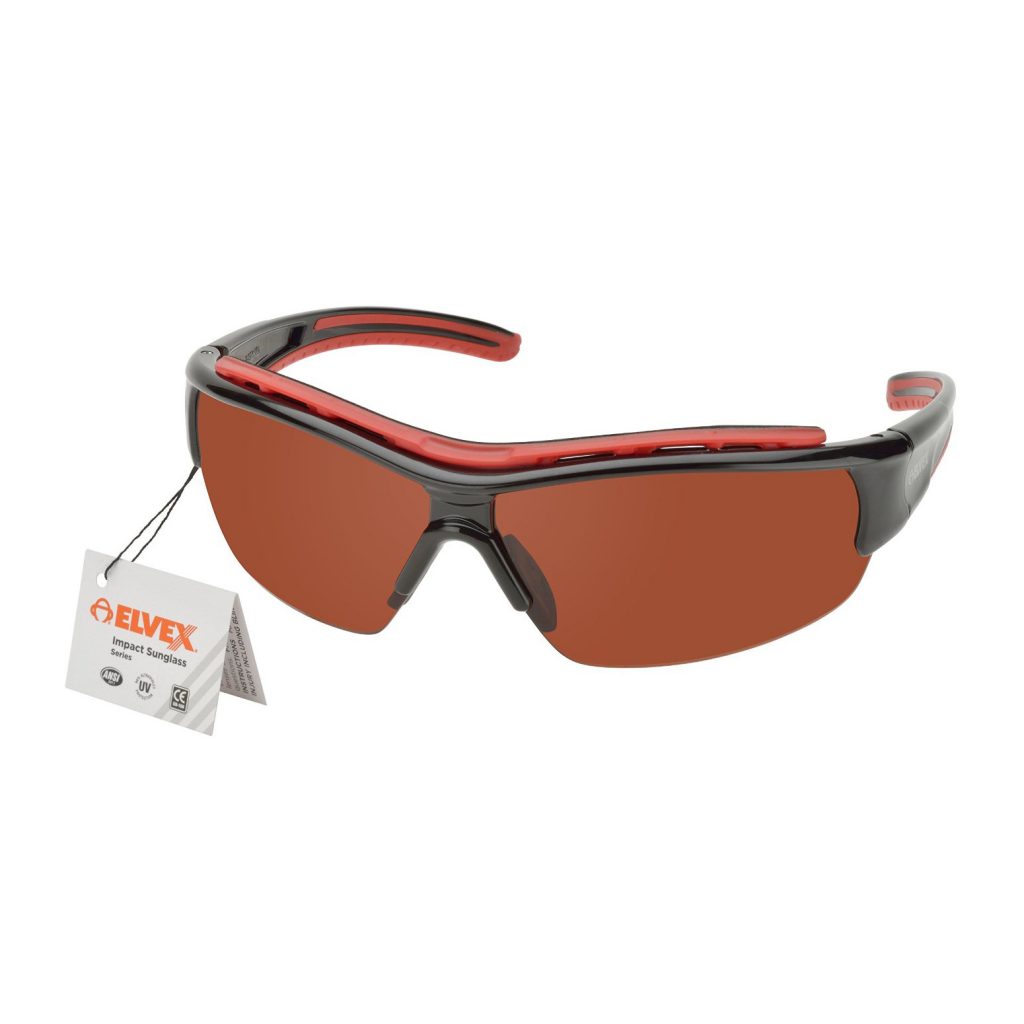 Elvex RSG301 Impact Safety Eyewear Series, Black Frame/Blue Blocker ...